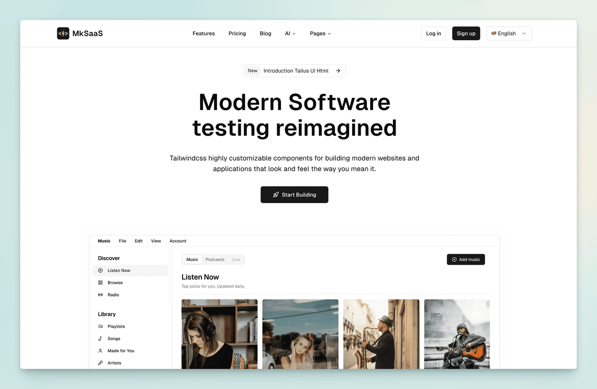 Shadcn/UI Marketing Blocks Integration | Fox@MkSaaS.com